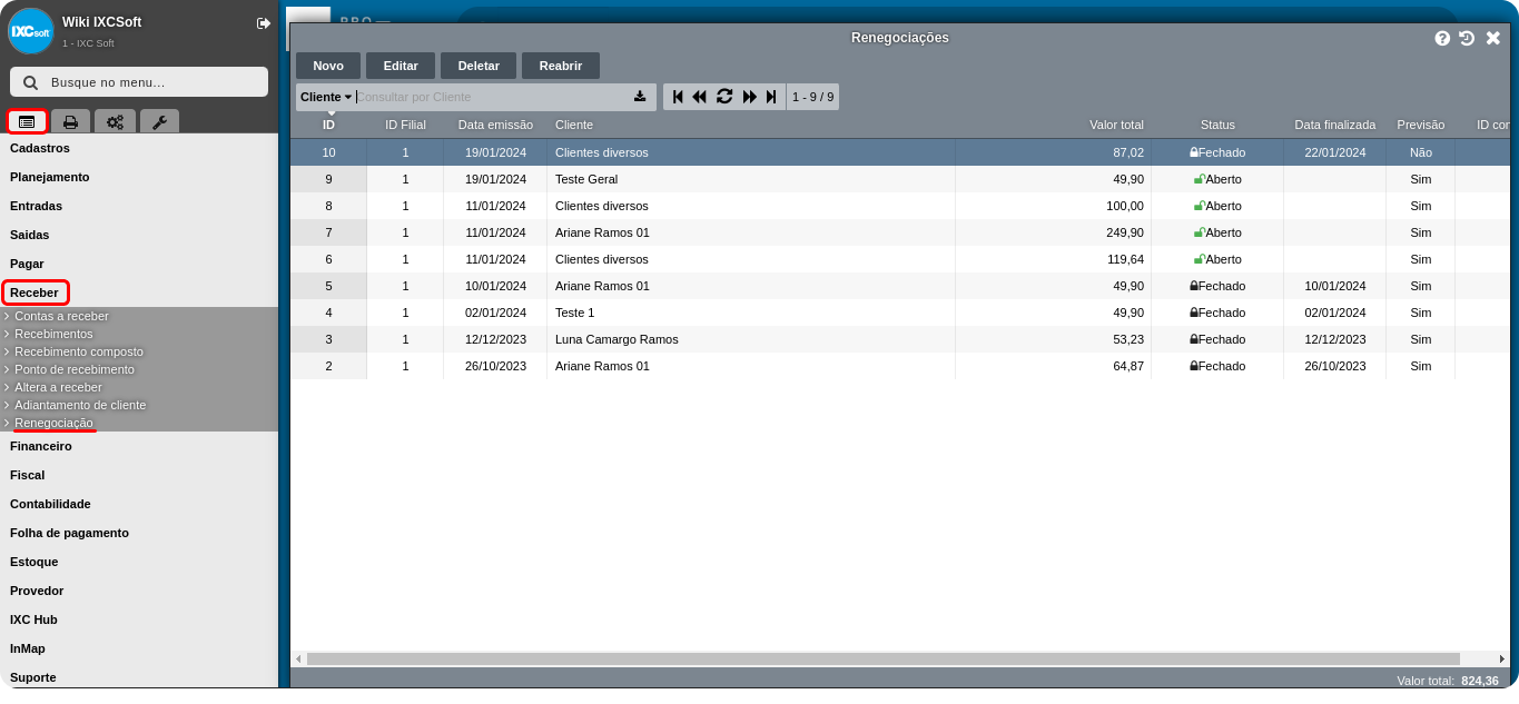 Formas de realizar uma renegociação | IXCWiki