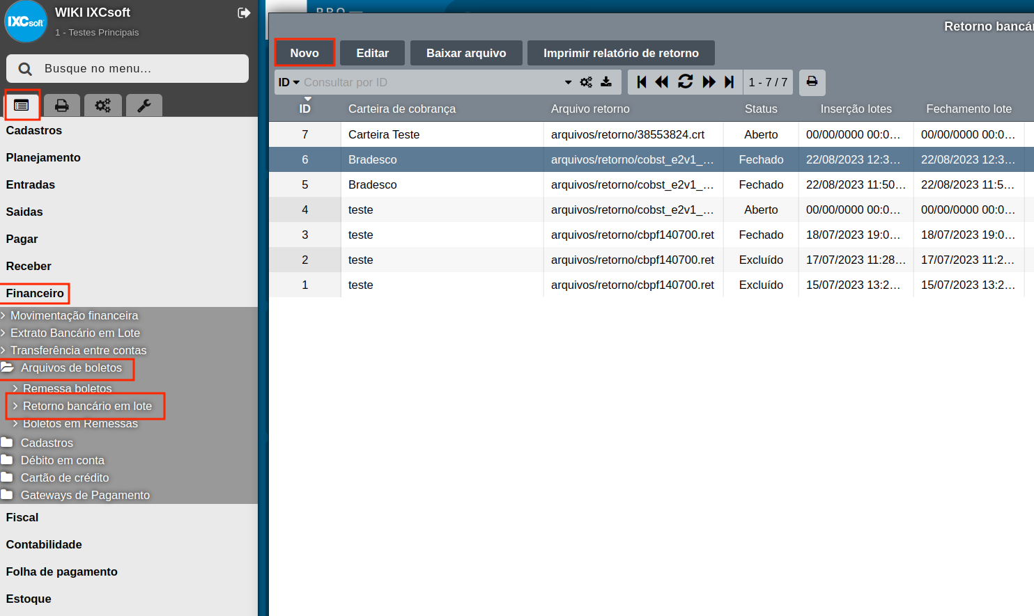 Como processar o arquivo de retorno no IXC | IXCWiki