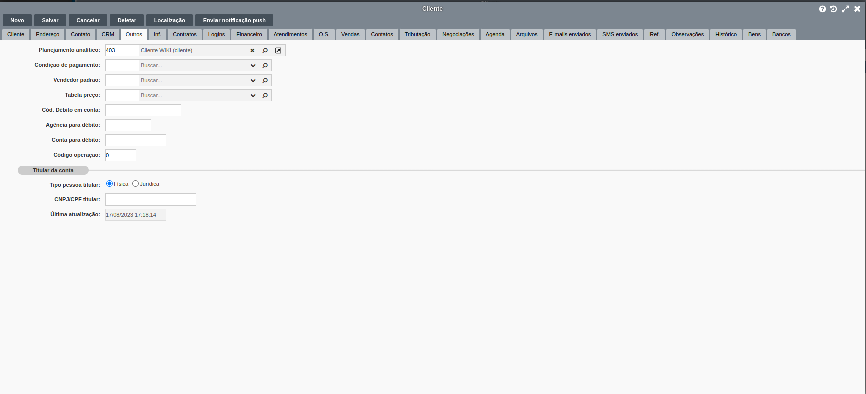 Cadastro de cliente | IXCWiki