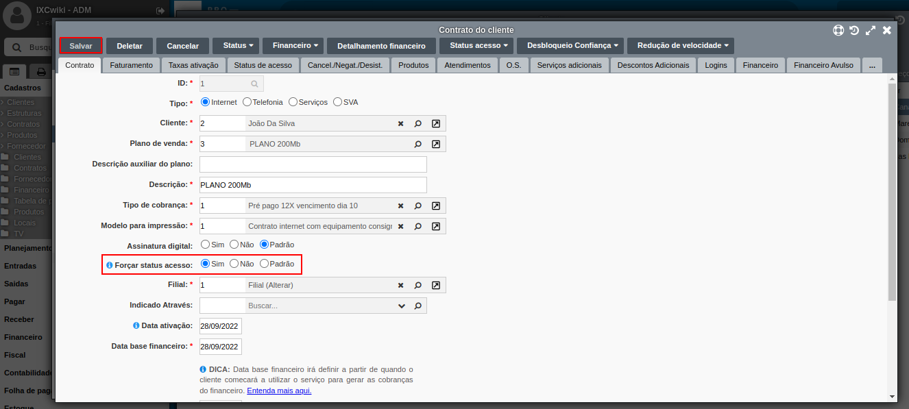 Como fazer o bloqueio manual de um cliente | IXCWiki