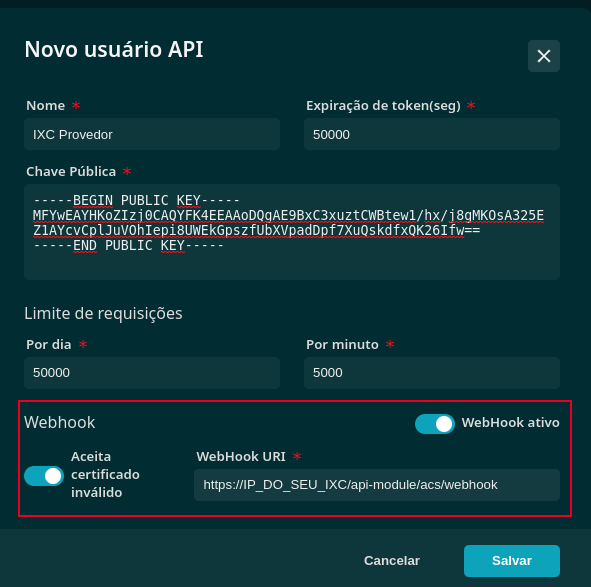 Integrar IXC ACS com o IXCProvedor | IXCWiki