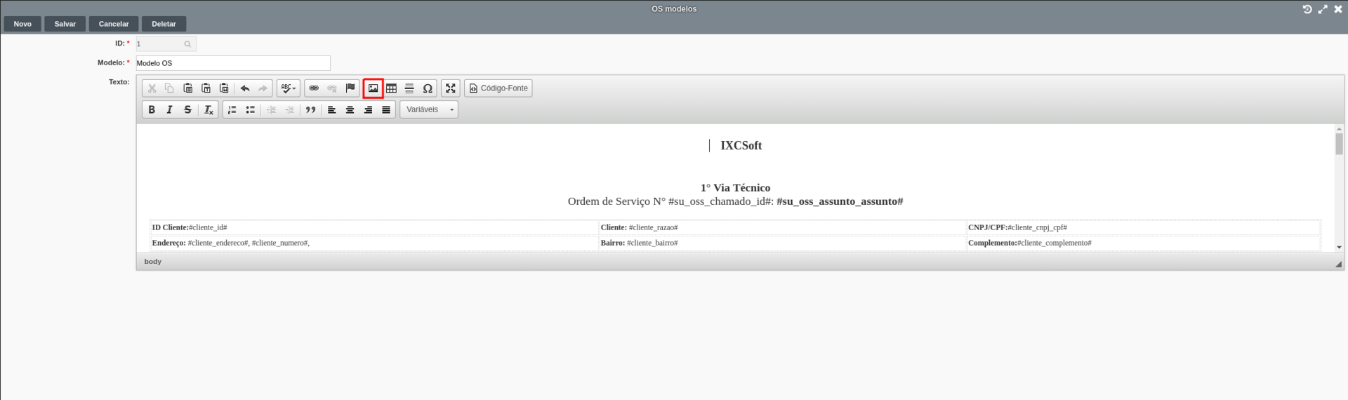 Inserir imagem no modelo de OS | IXCWiki
