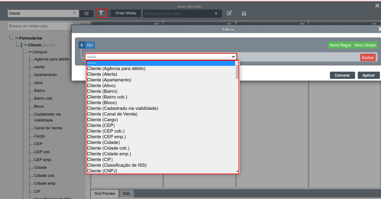 Funções básicas Query-Builder | IXCWiki