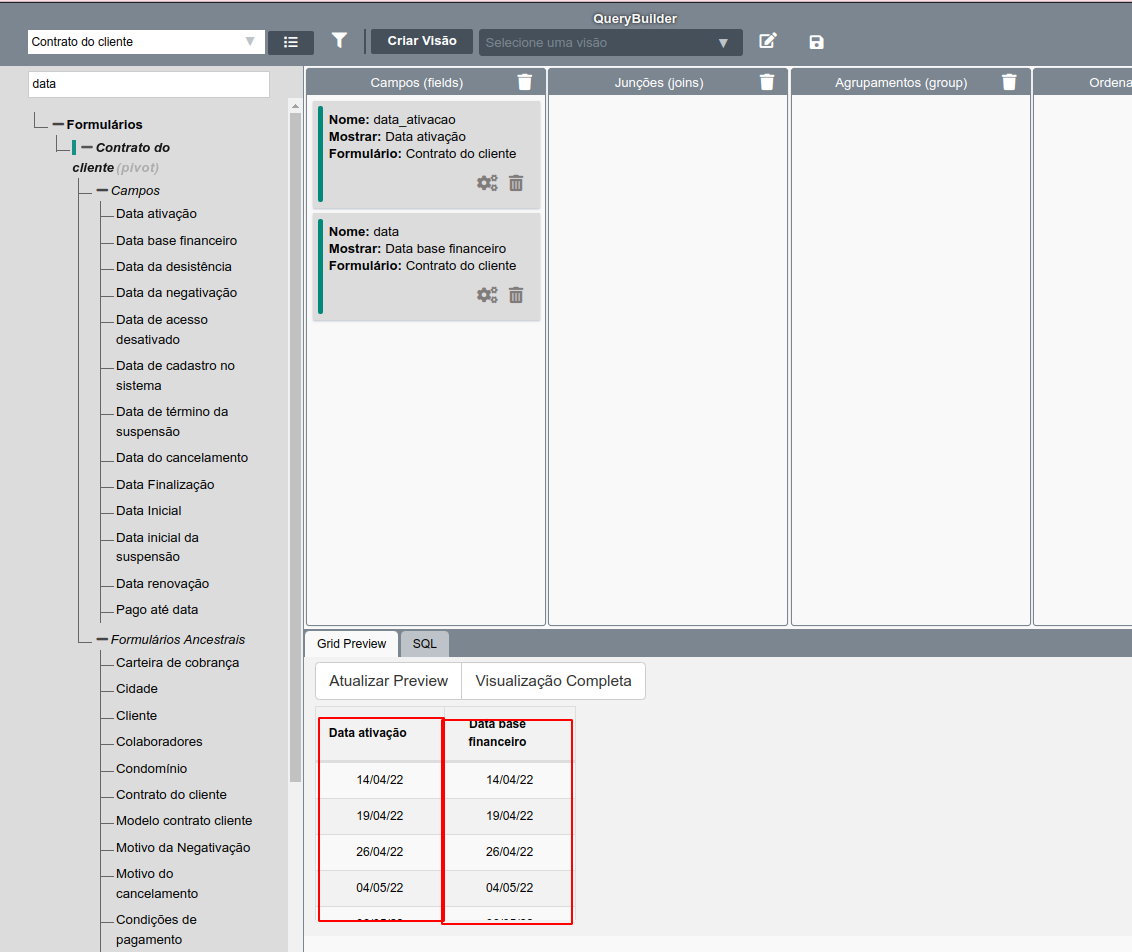 Funções básicas Query-Builder | IXCWiki