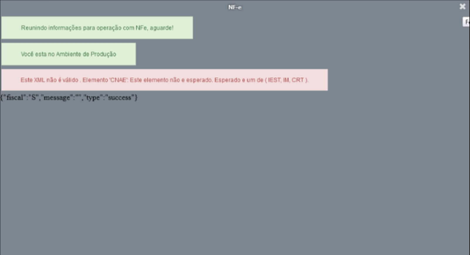 Erro este xml não é válido. Elemento "CNAE".E". | IXCWiki